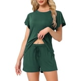 DARING DIVA Lounge Set Flounce Pajama Set Soild Sleepwear Top M Green ...