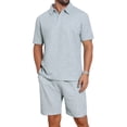 DARING DIVA Men's 2 Pieces Jacquard Polo Shirt & Drawstring Shorts ...