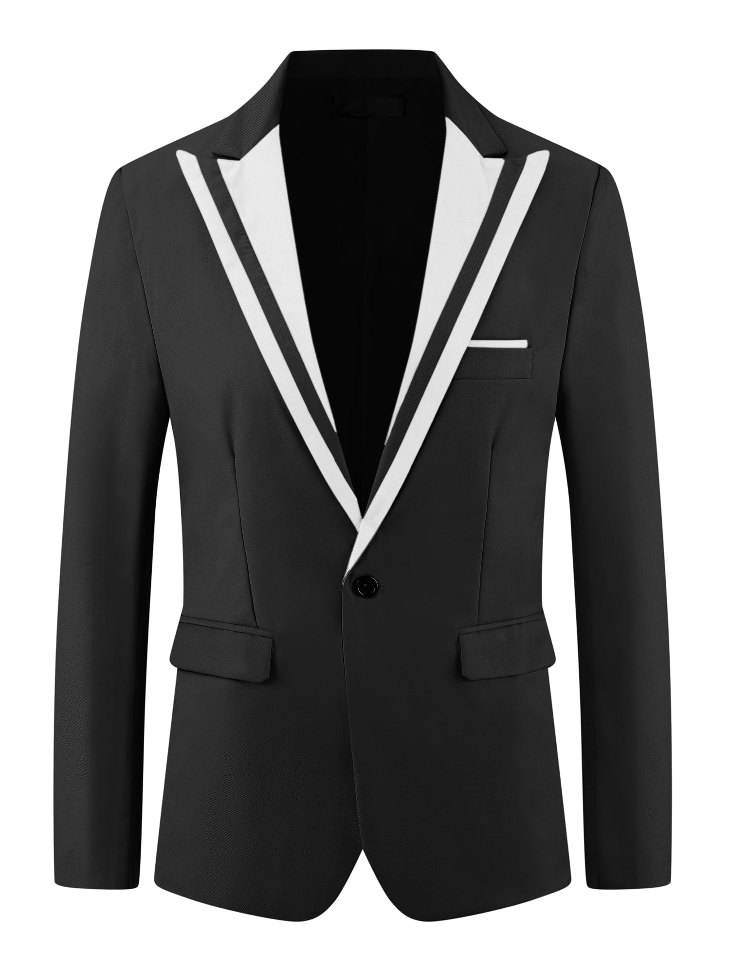 DARING DIVA Men's Color Block Peak Lapel Business Blazers with Front ...