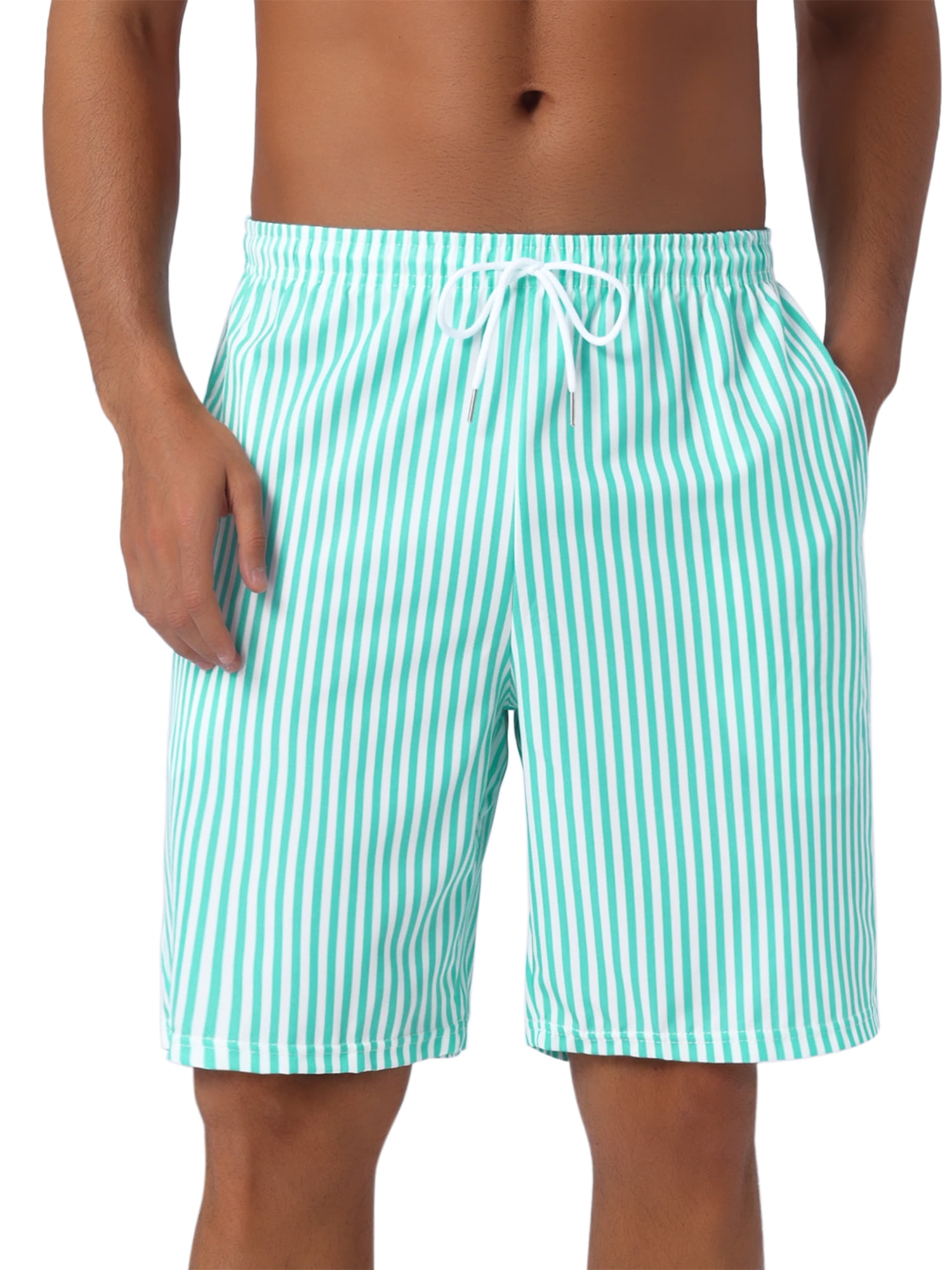 DARING DIVA Men's Drawstring Waist Beach Striped Swimwear Shorts 30 ...