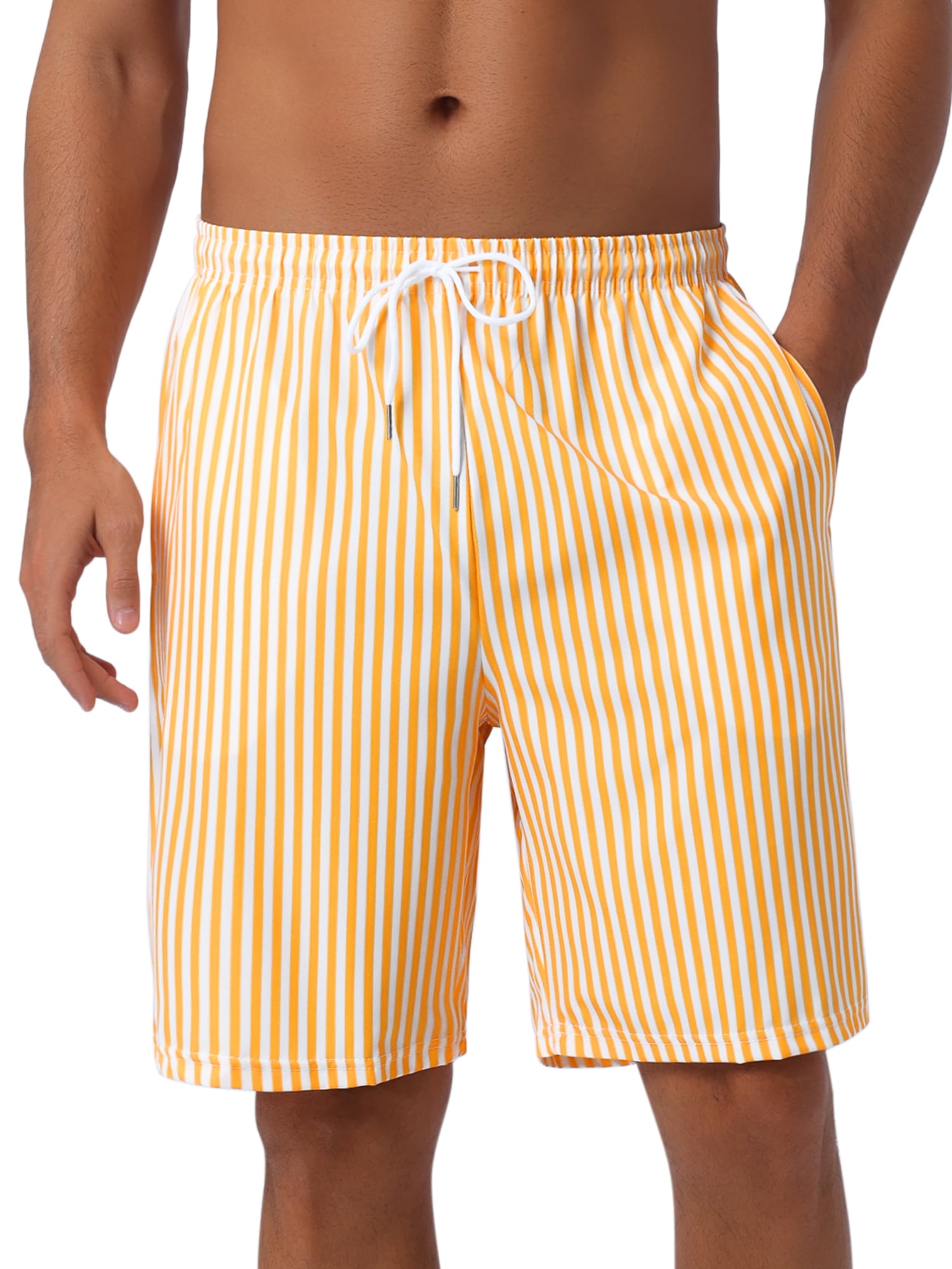 DARING DIVA Men's Drawstring Waist Beach Striped Swimwear Shorts 36 ...
