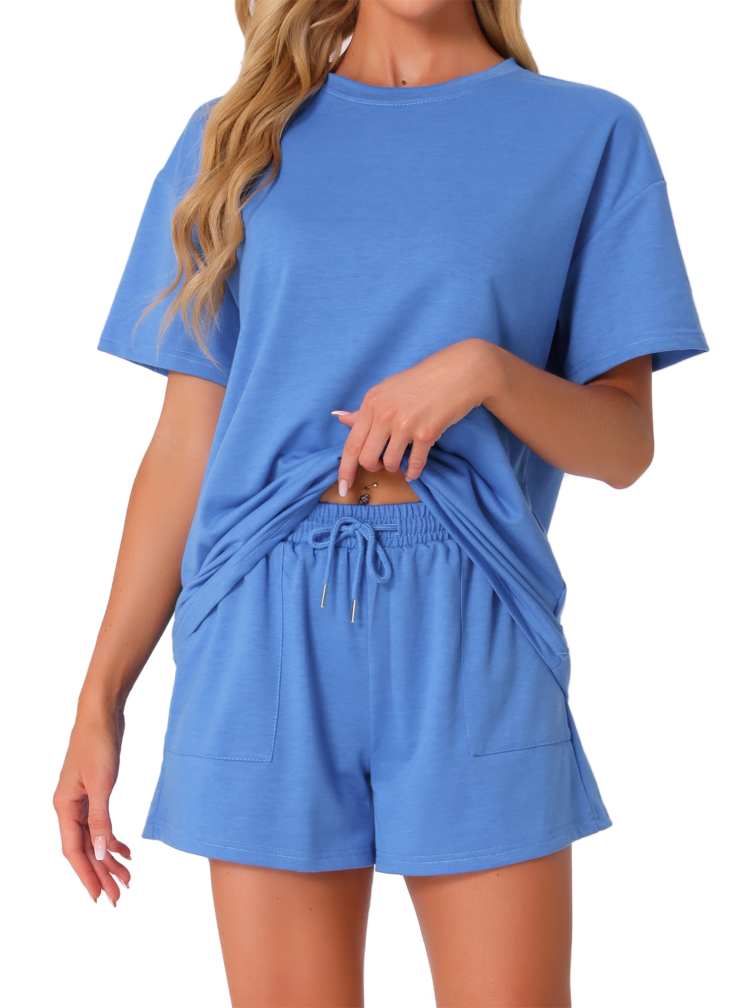 DARING DIVA Pajama Short Sleeve Lounge Set Elastic Shorts Sleepwear XS ...