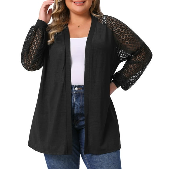 DARING DIVA Plus Size Cardigans Open Front Panel Long Sleeve Cover Up ...