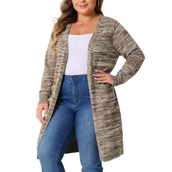 DARING DIVA Plus Size Contrast Color Open Front Long Sleeve Cardigan 2X ...