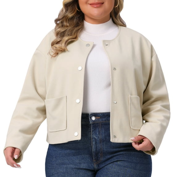 DARING DIVA Plus Size Cropped Jacket Long Sleeve Casual Shacket Coat 4X ...