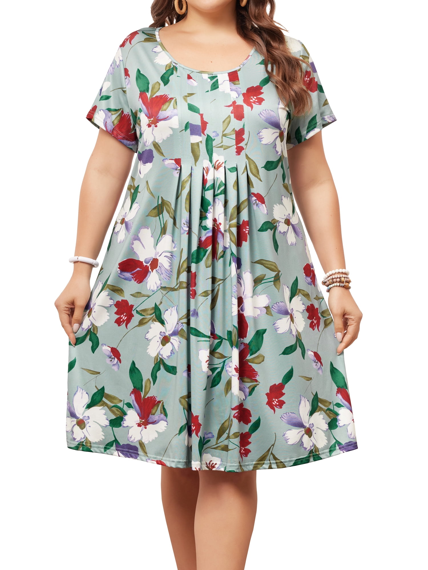 DARING DIVA Plus Size Outfits Tropical Floral Short Sleeve Dress 3X ...