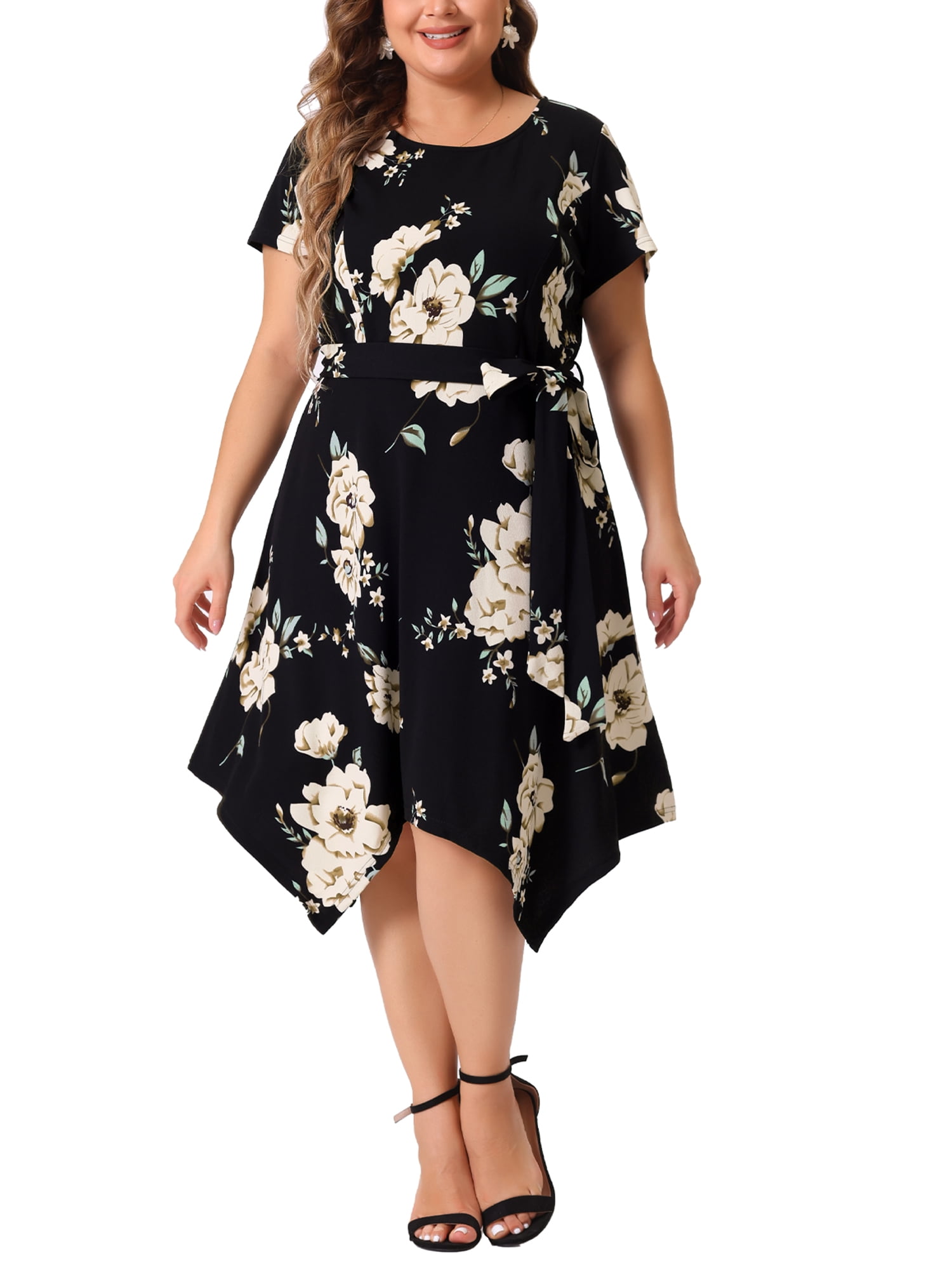 DARING DIVA Plus Size Polka Dots Retro High Low Short Sleeves Dress 3X ...