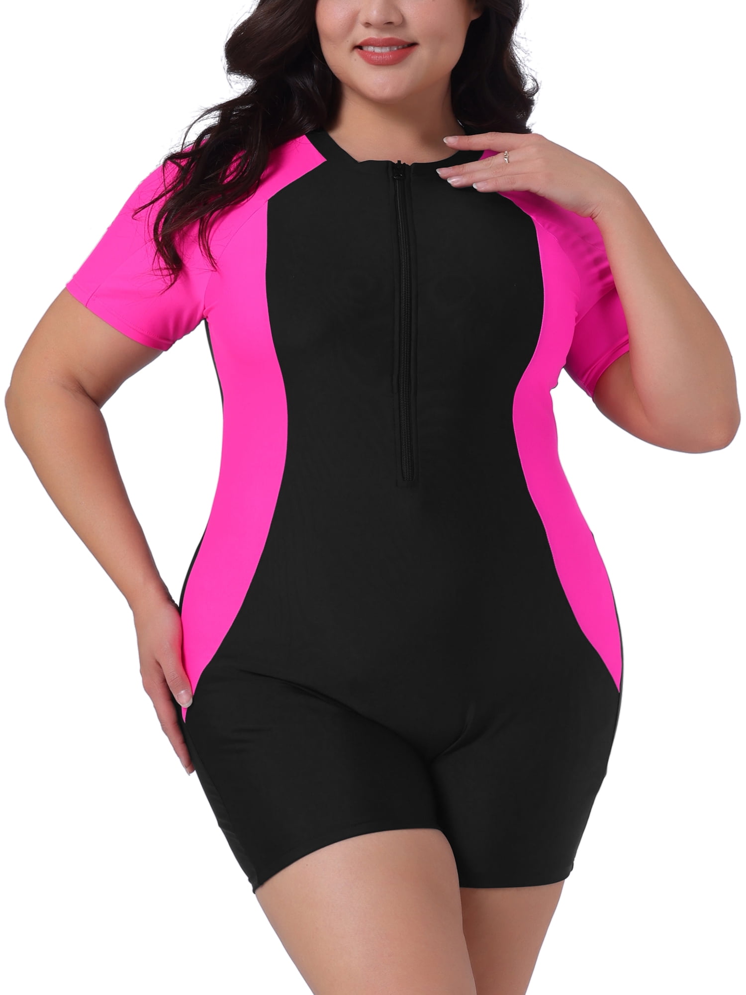 DARING DIVA Plus Size Women Short Sleeve Swimsuits Surfing Swimwear 1X ...