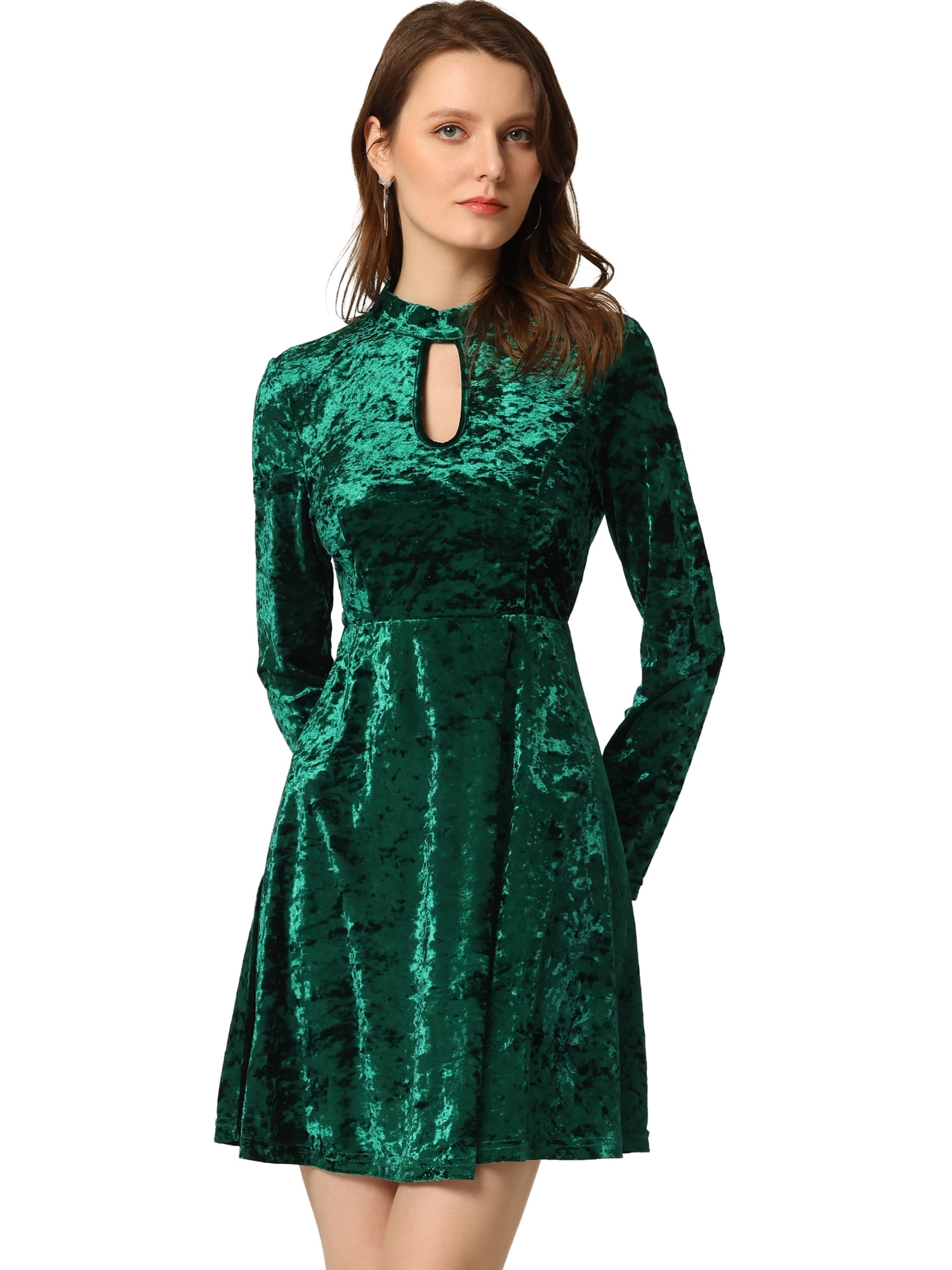 DARING DIVA Prom Choker Neck High Waist Velvet Mini Dress XL Dark Green ...