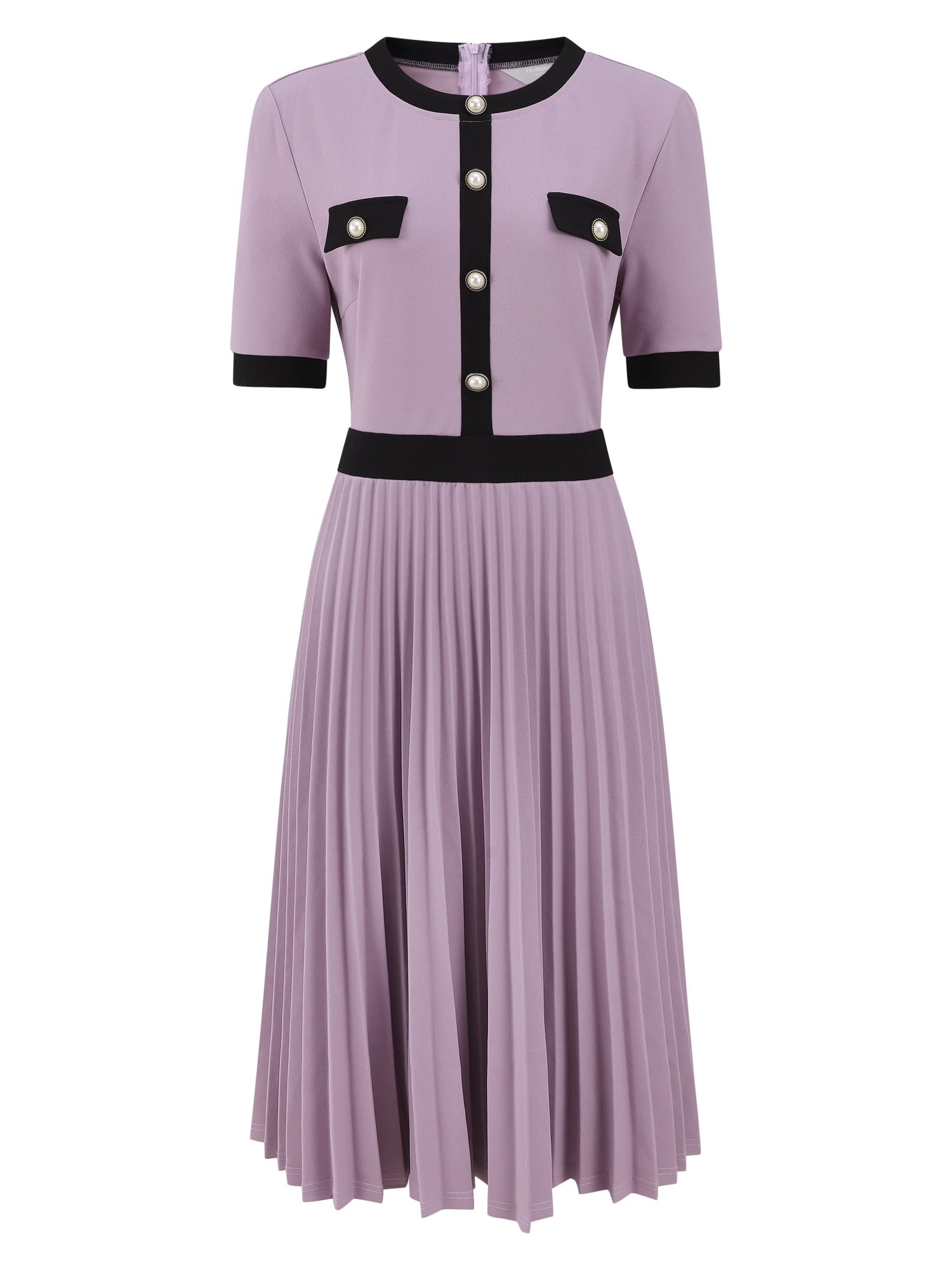 DARING DIVA Women's Short Sleeve Pleated Casual A-Line Midi Dress S ...