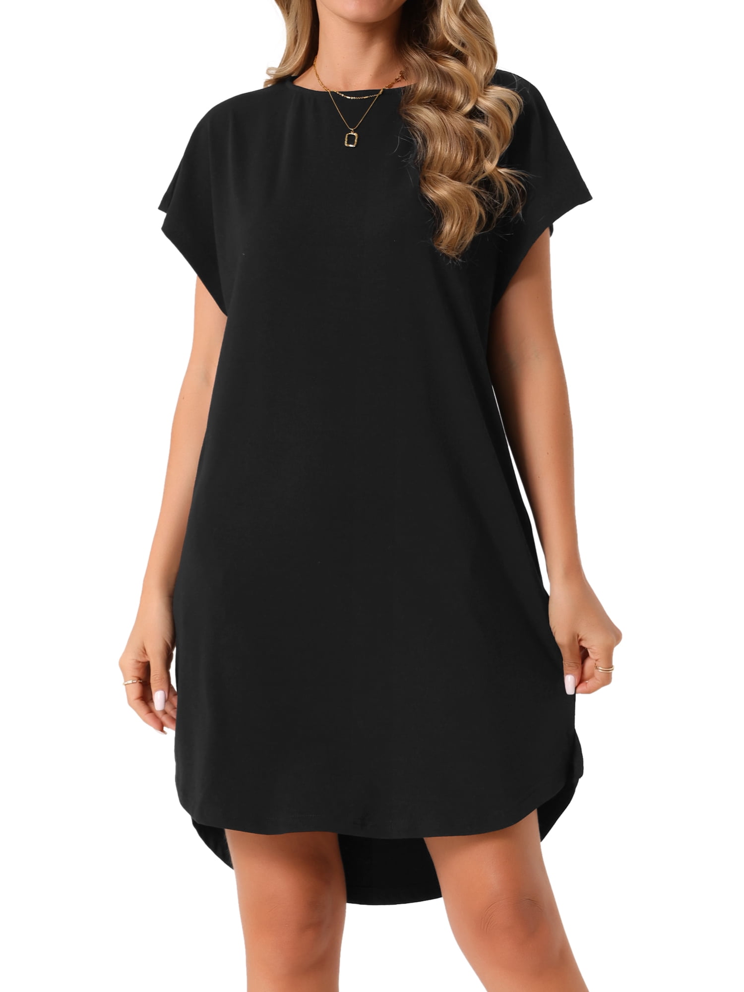 DARING DIVA Short Sleeve T-Shirt Crewneck Mini Dress XL Black - Walmart.com