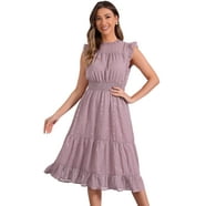 INSPIRE CHIC Women's Sundress Square Neck Ruffle Tiered Flowy Smocked ...