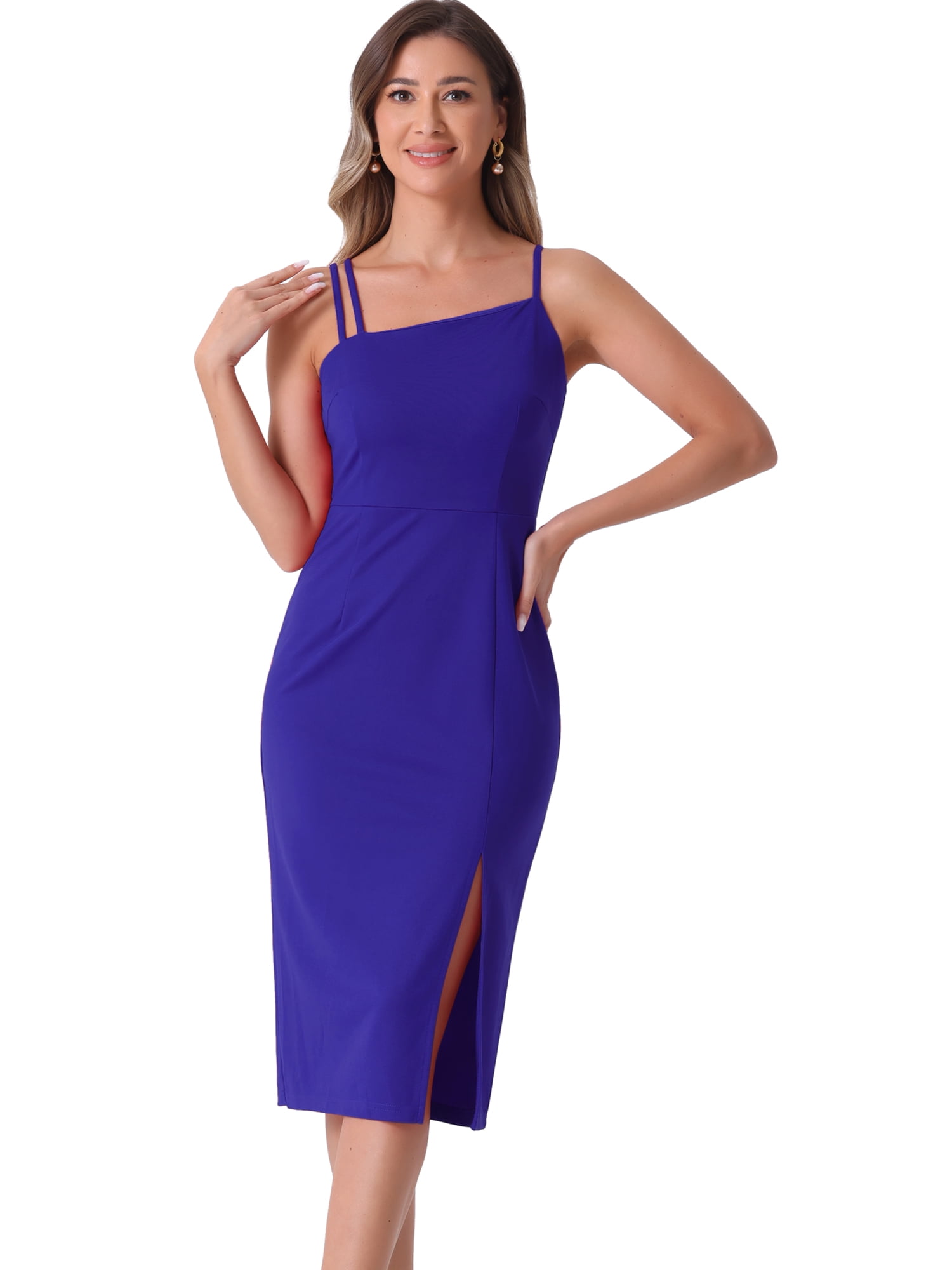 DARING DIVA Spaghetti Strap Split Hem Dress XS Royal Blue - Walmart.com