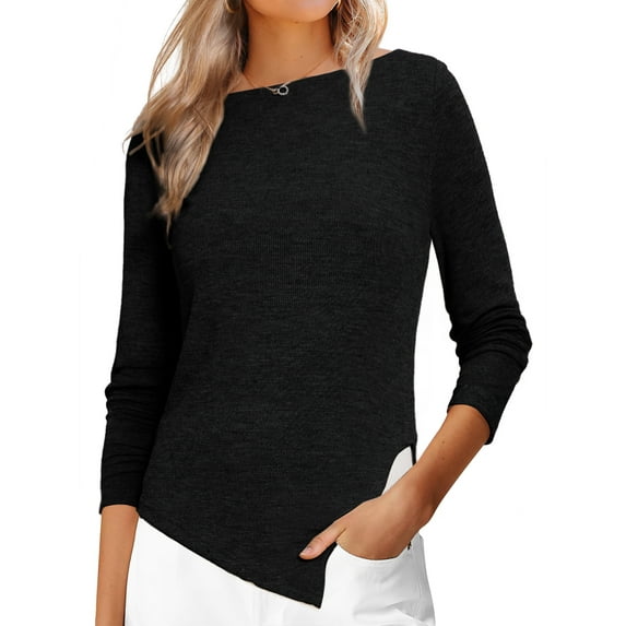 DARING DIVA Stylish Boat Neck Pullover Fall Winter Sweater L Black ...