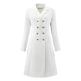 DARING DIVA Tweed Blazer Collared Double Breasted A-Line Dress S White ...
