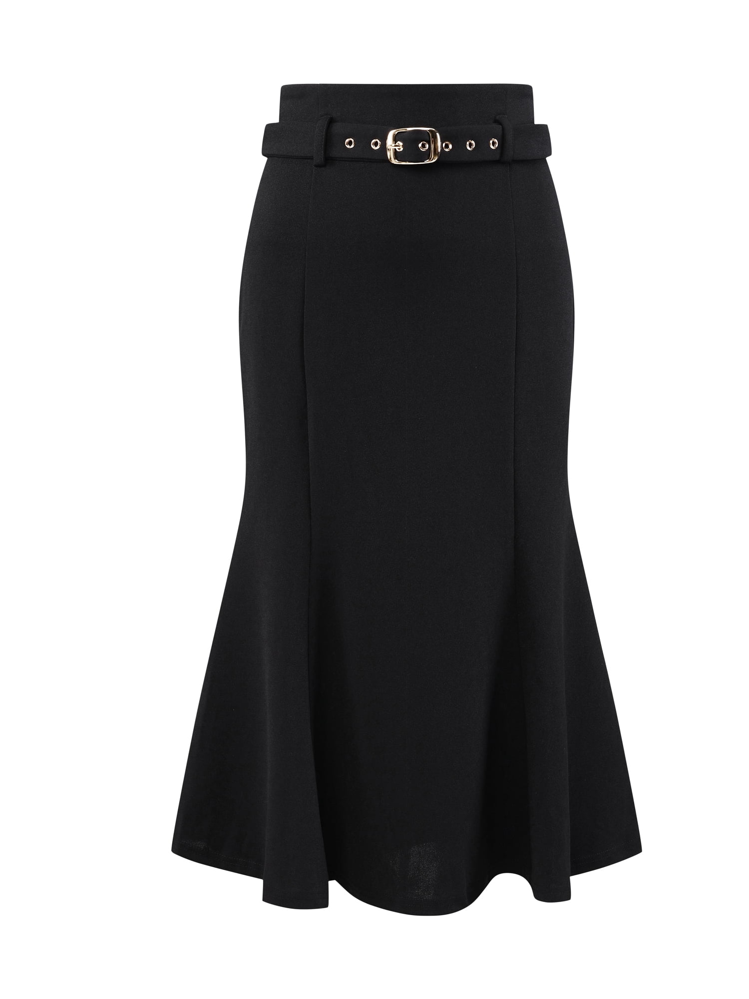 DARING DIVA Women Fishtail High Waist Belted Work Midi Mermaid Skirts ...