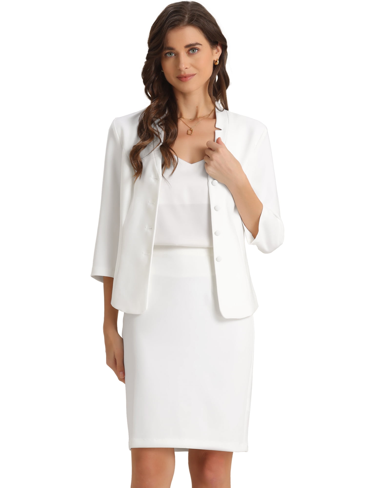 DARING DIVA Women's 2 Pcs Outfits Notched Collar Blazer Pencil Skirt ...