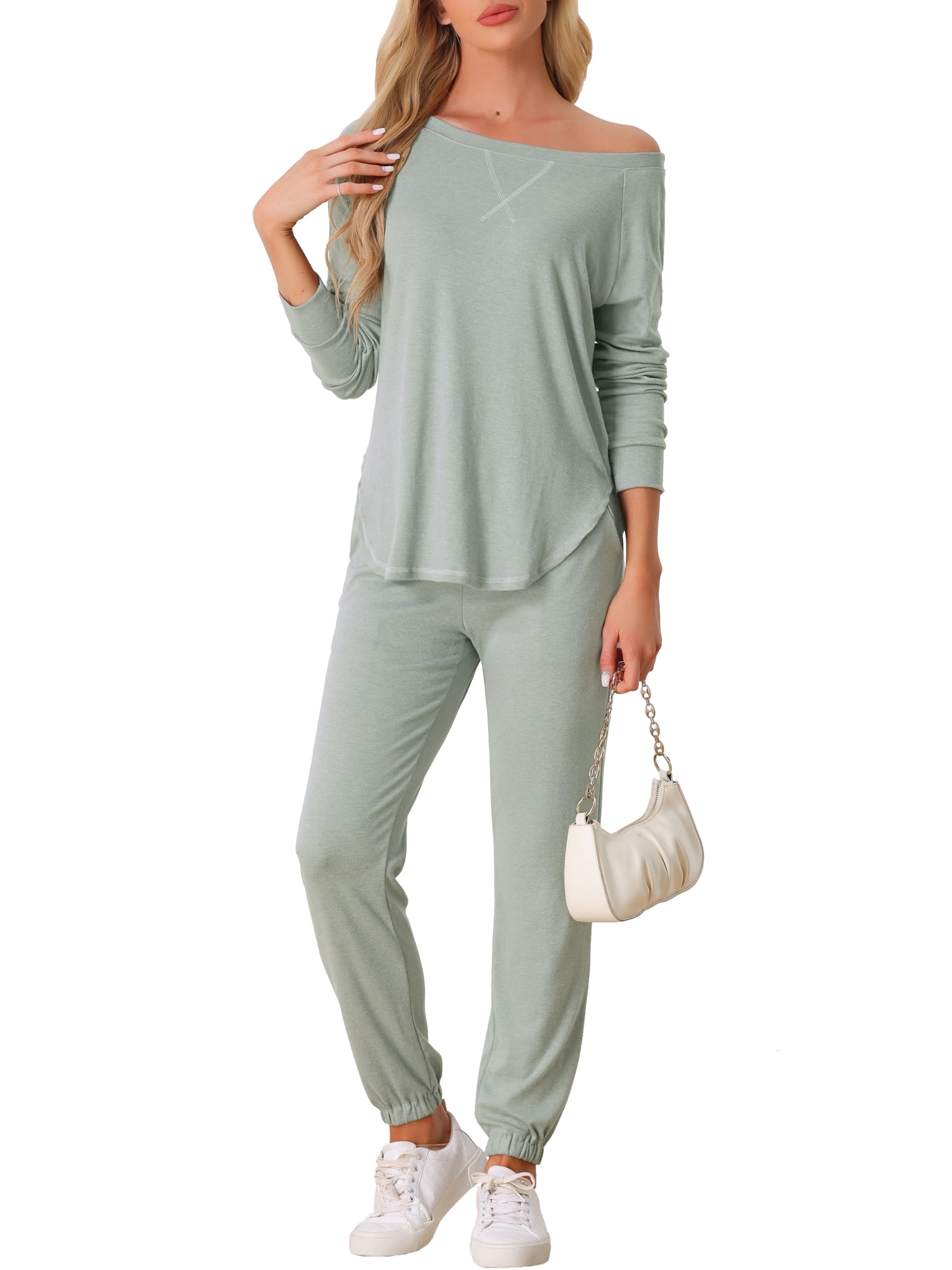DARING DIVA Women's Travel Outfit Knit Long Sleeve Loungewear Set XL ...