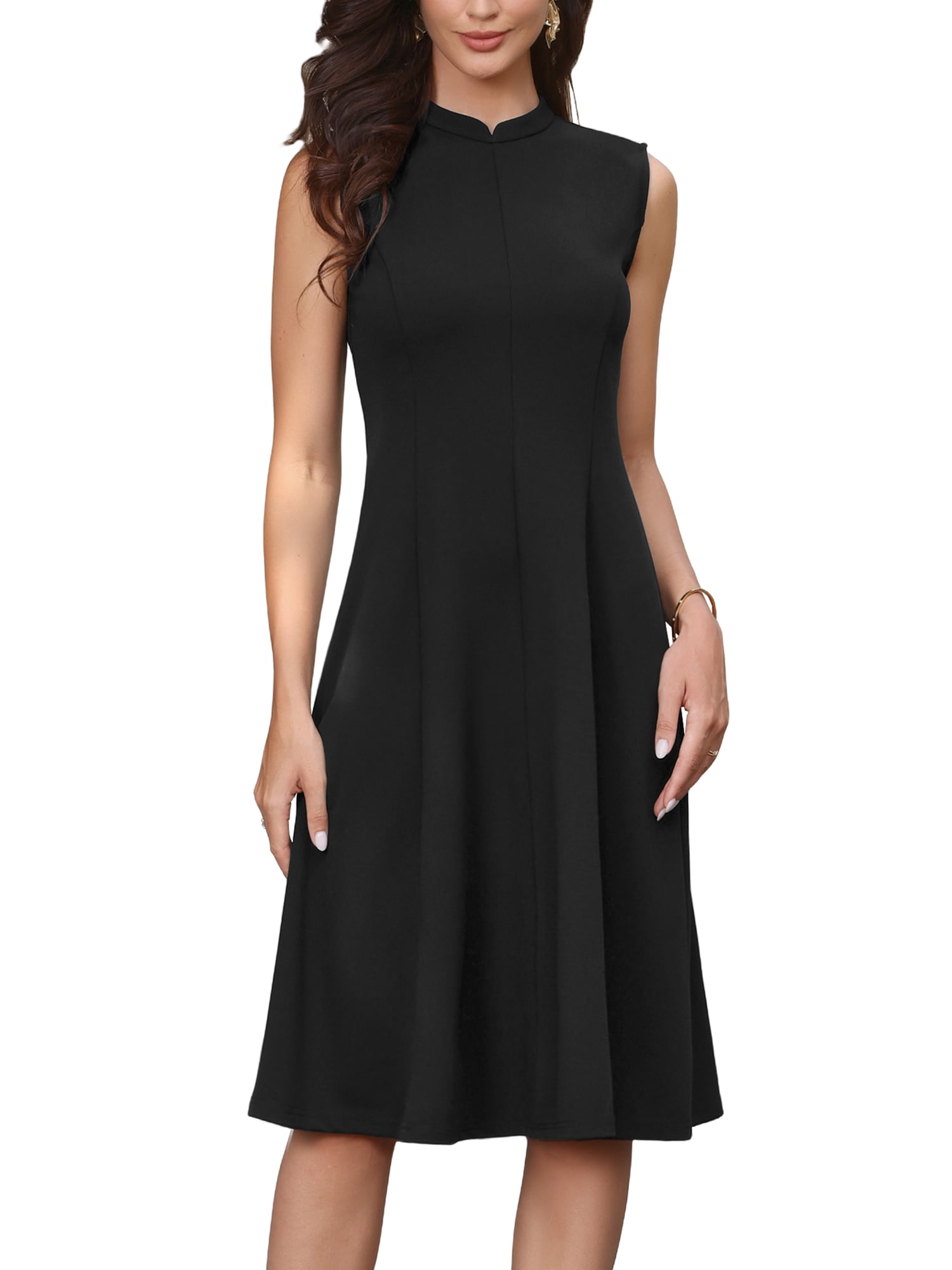 DARING DIVA Women's 2026 Mock Neck Sleeveless A Line Work Business Midi ...