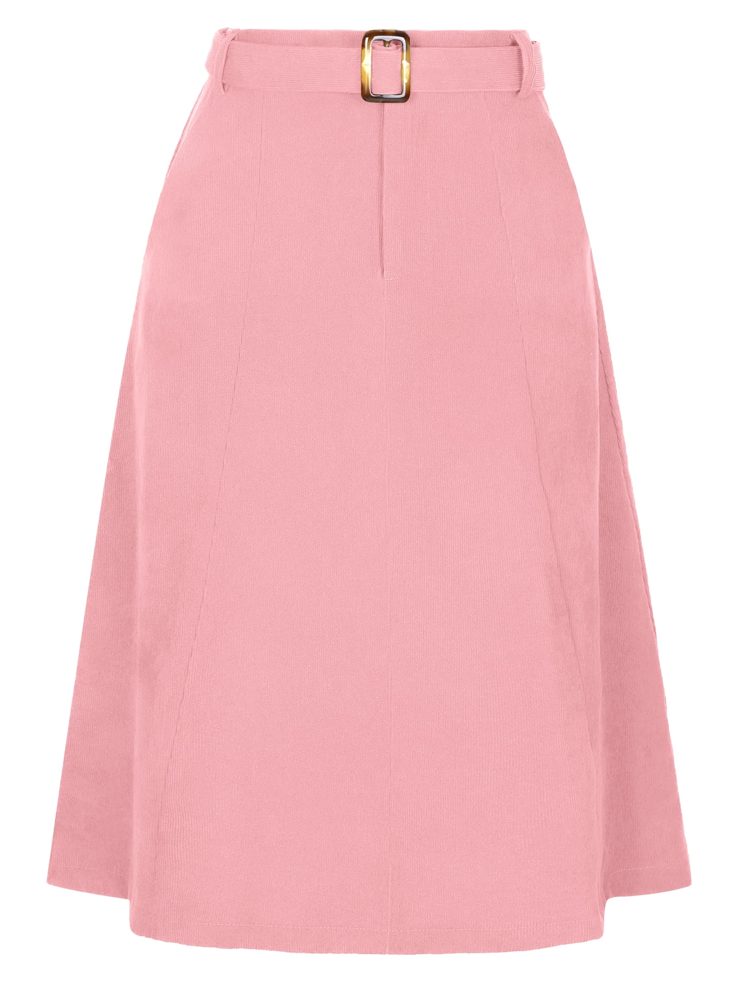 DARING DIVA Women's A-Line Belted Fall Midi Corduroy Skirt L Pink ...
