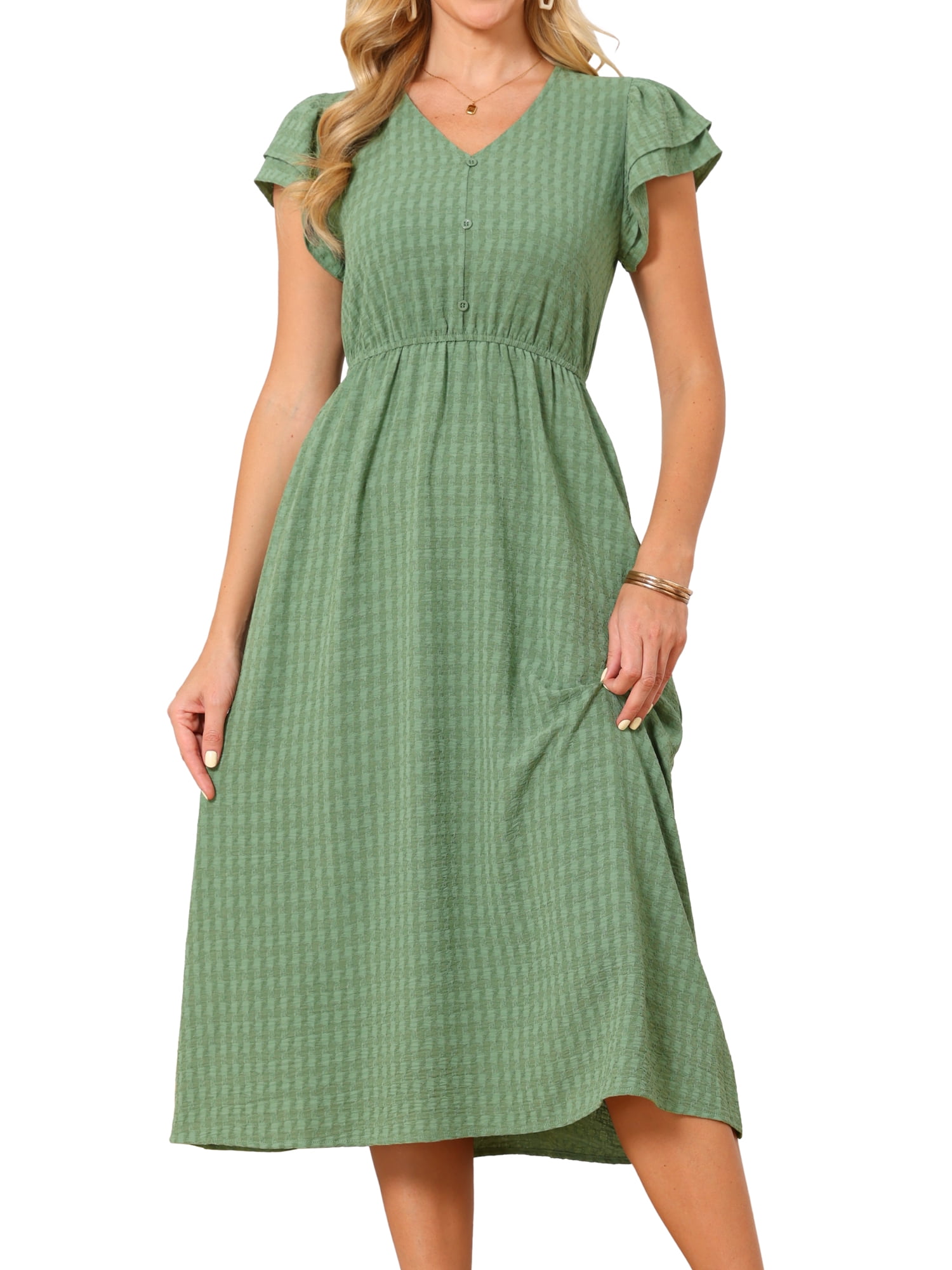 DARING DIVA Women's A-Line Summer Dresses Ruffle Short Sleeve V Neck ...
