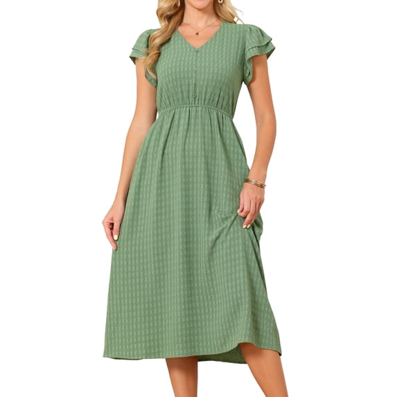 DARING DIVA Women's A-Line Summer Dresses Ruffle Short Sleeve V Neck ...