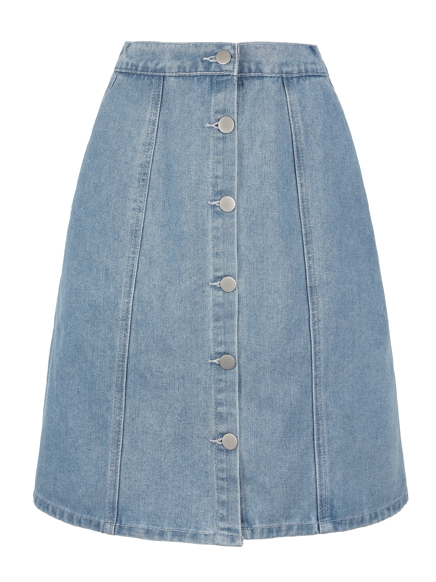 DARING DIVA Women's A-line Button Front Denim Short Skirt L Light Blue ...