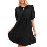 DARING DIVA Women's Babydoll Embroidered Eyelet Panel Short Sleeve ...