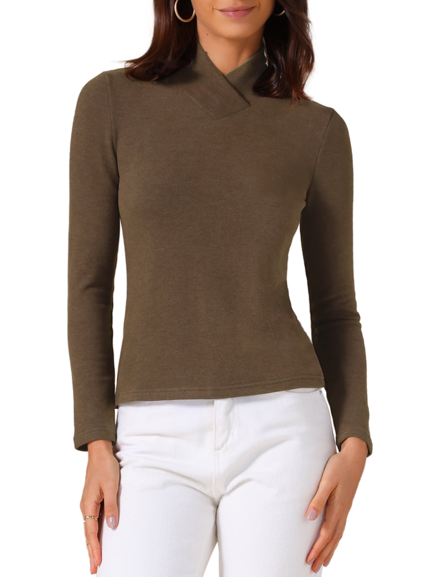 DARING DIVA Women's Basic Long Sleeve Solid Color Thermal Shirts XL ...
