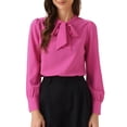 DARING DIVA Women's Bow Tie Neck Tops Long Sleeve Business Work Blouse ...