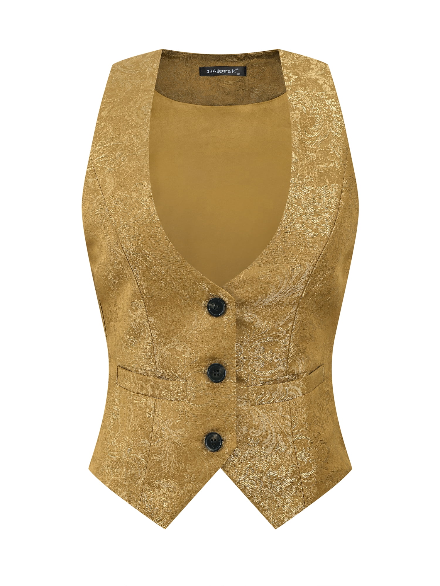 DARING DIVA Women's Button Up Steampunk Jacquard Sleeveless Suit Vest L ...