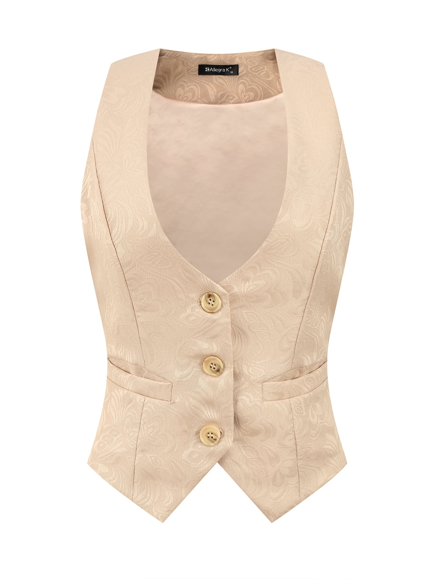 DARING DIVA Women's Button Up Steampunk Jacquard Sleeveless Suit Vest M ...