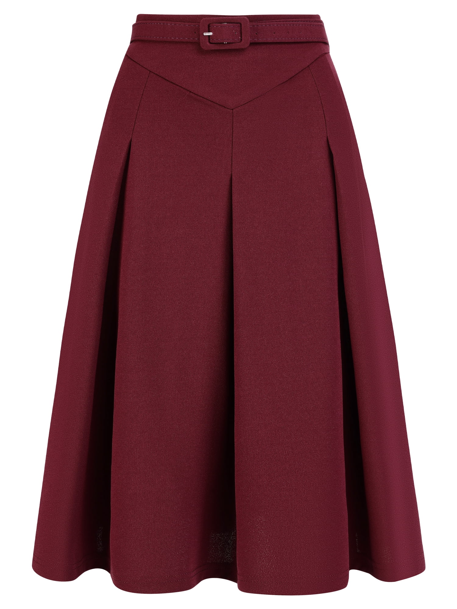 DARING DIVA Women's Casual Belted Waist Pleated Skater Short Skirts S ...