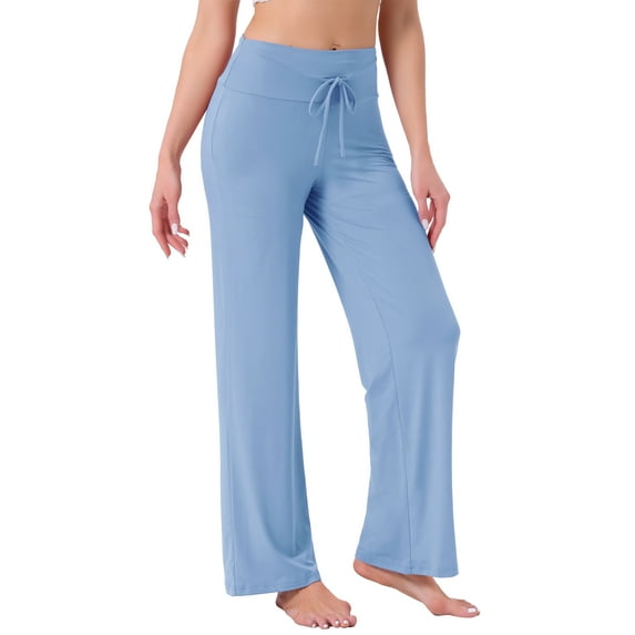 DARING DIVA Women's Casual Wide Leg Drawstring Sweatpant XS Light Blue ...