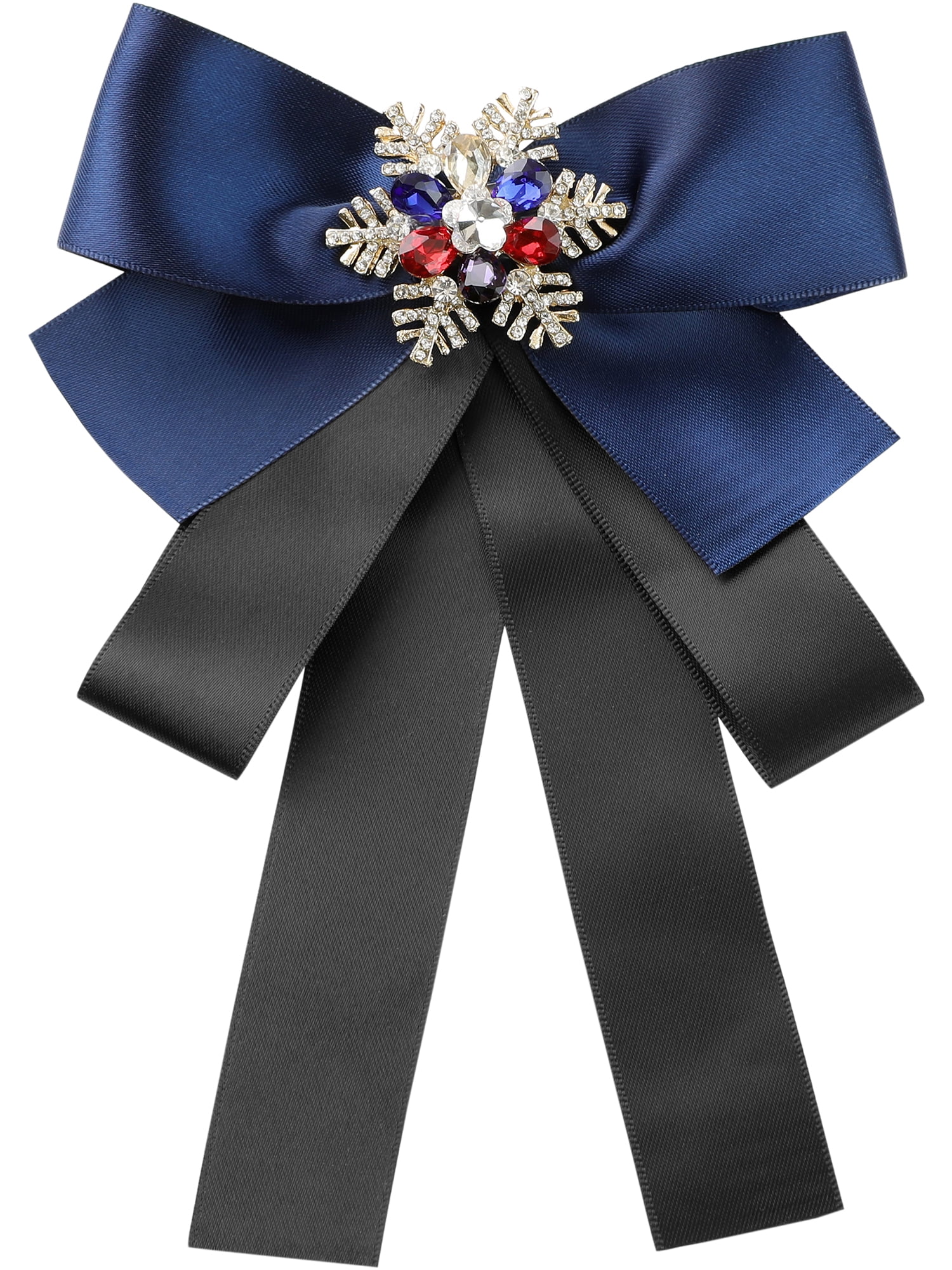 DARING DIVA Women's Christmas Snowflakes Rhinestone Ribbon Big Bow Tie ...