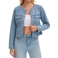 DARING DIVA Women's Collarless Long Sleeve Button Down Casual Denim ...