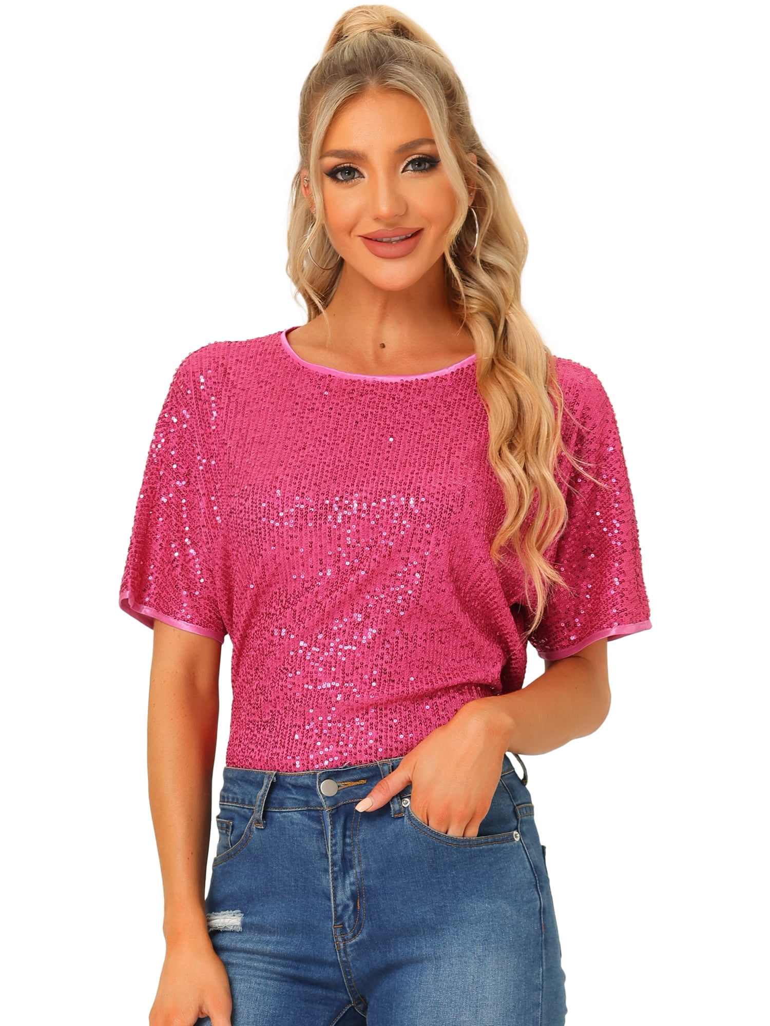 DARING DIVA Women's Costume Sequin Clubwear Blouses T-Shirts XL Hot ...