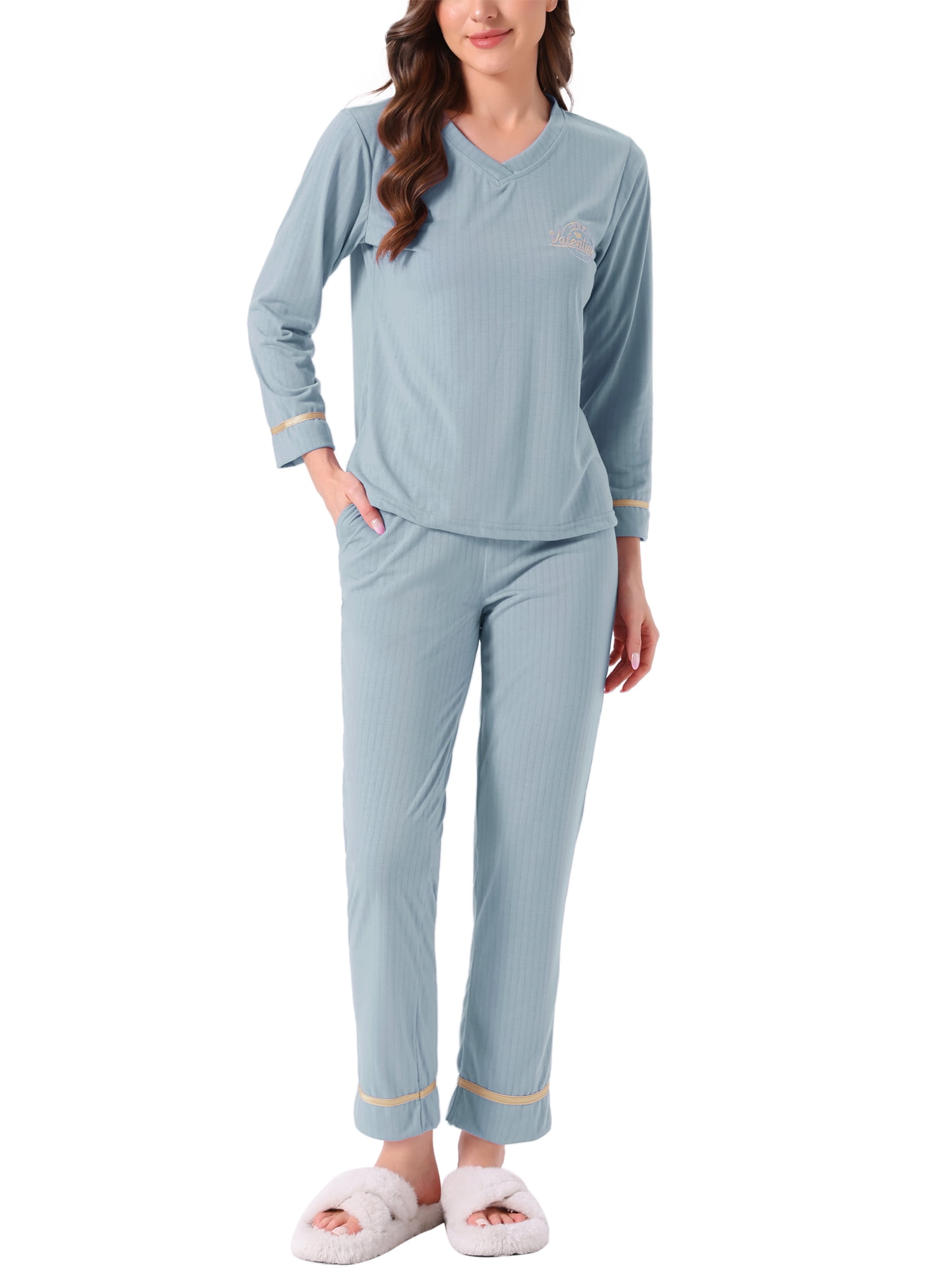 DARING DIVA Women's Cotton Ribbed Pullover V-neck Tops with Bottoms ...