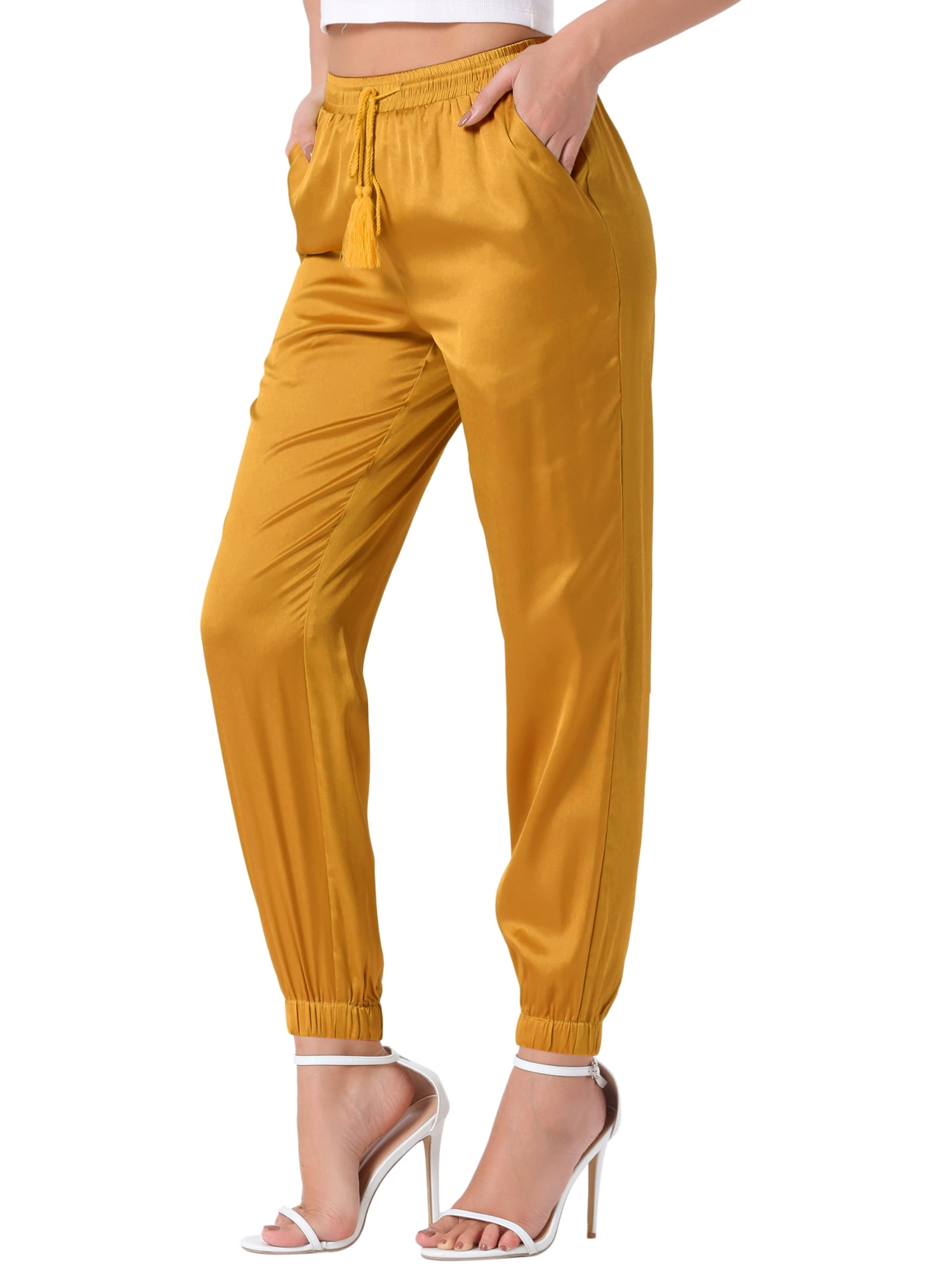 DARING DIVA Women's Drawstring Elastic Waist Ankle Length Joggers S ...