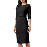 DARING DIVA Women's Elegant 3/4 Sleeve Boat Neck Work Sheath Dress with ...