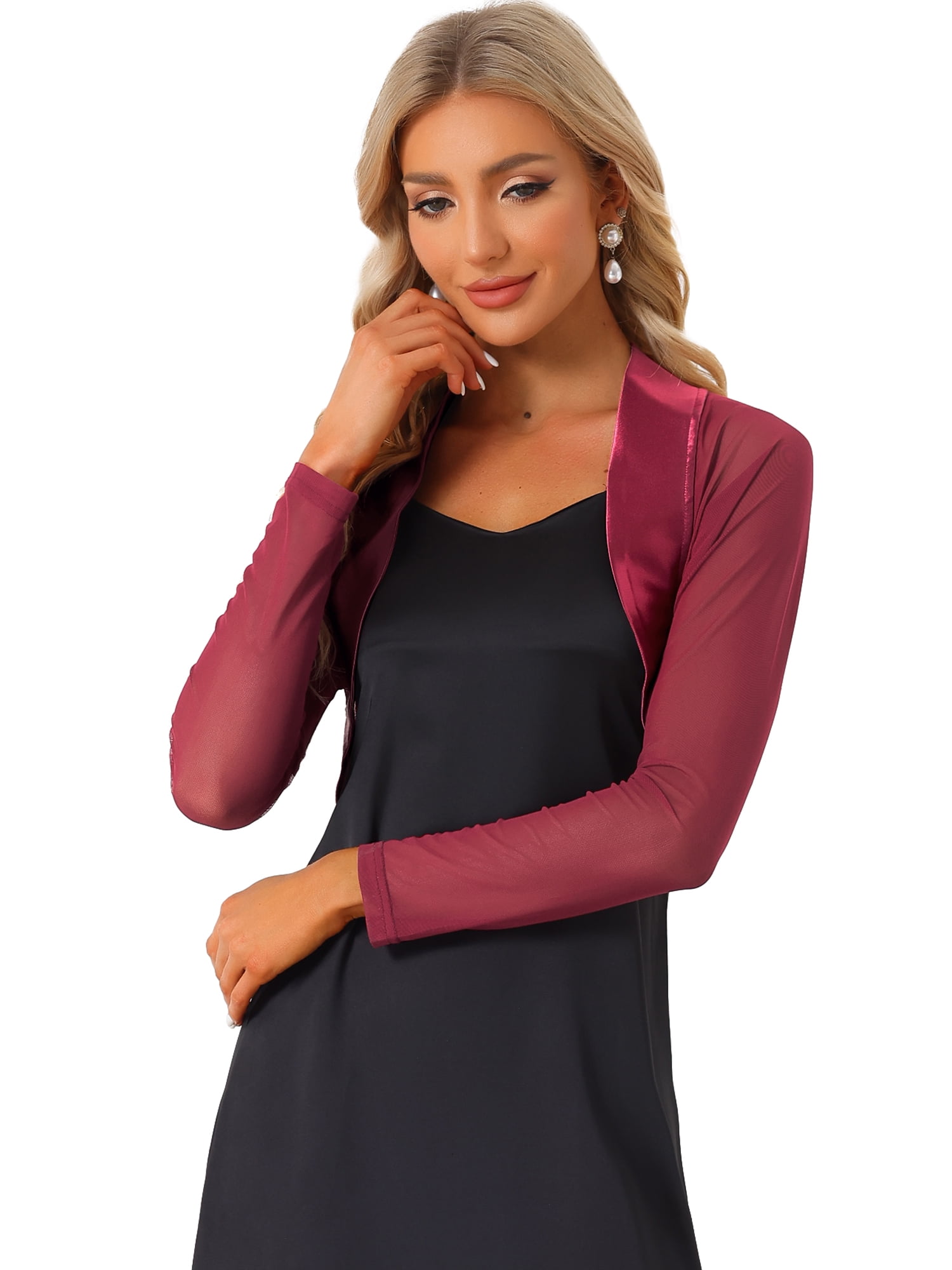 DARING DIVA Women's Elegant Bolero Shrugs Crop Cardigan M Wine Red - Walmart.com