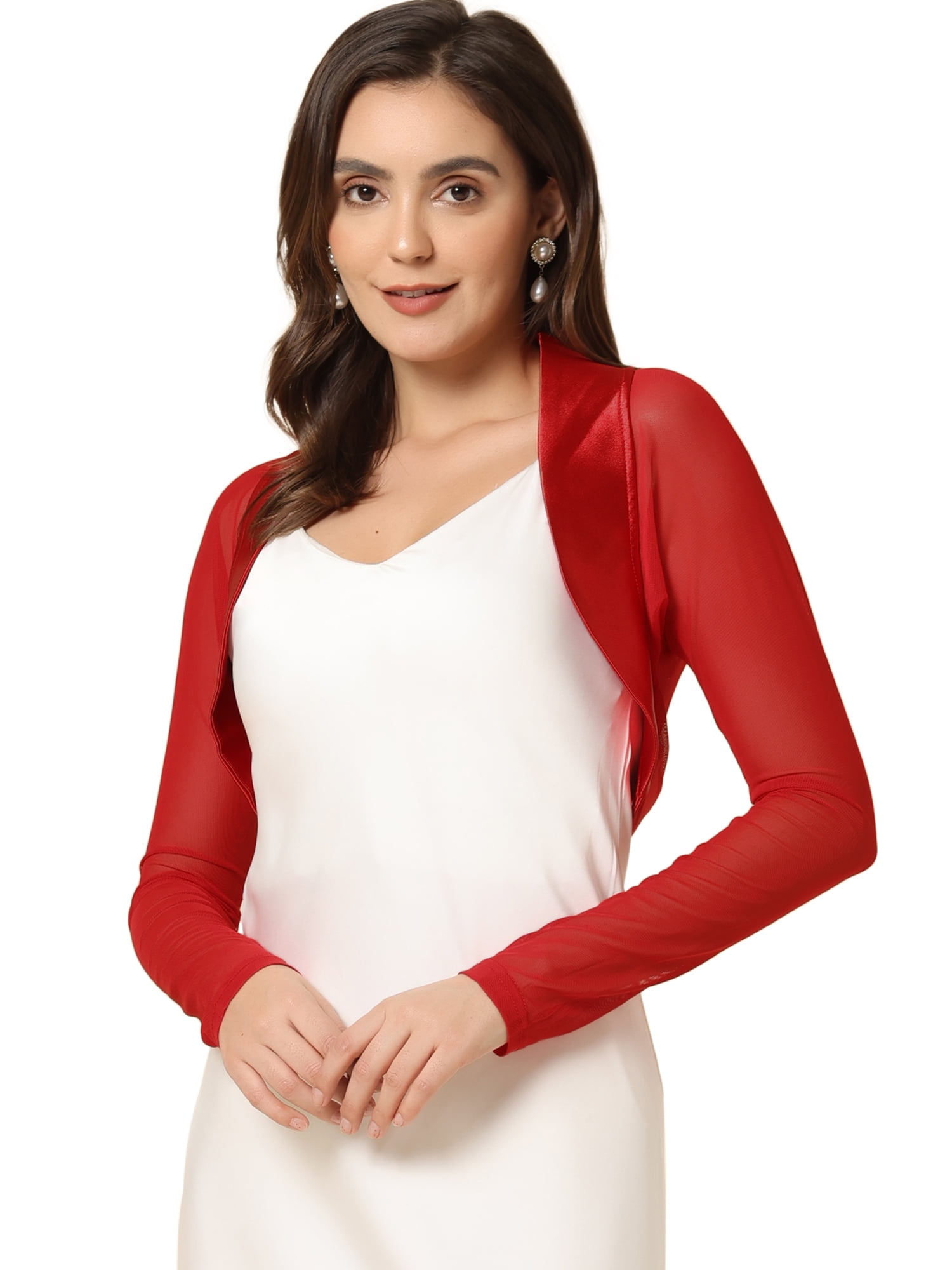 DARING DIVA Women's Elegant Bolero Shrugs Crop Cardigan XL Red ...