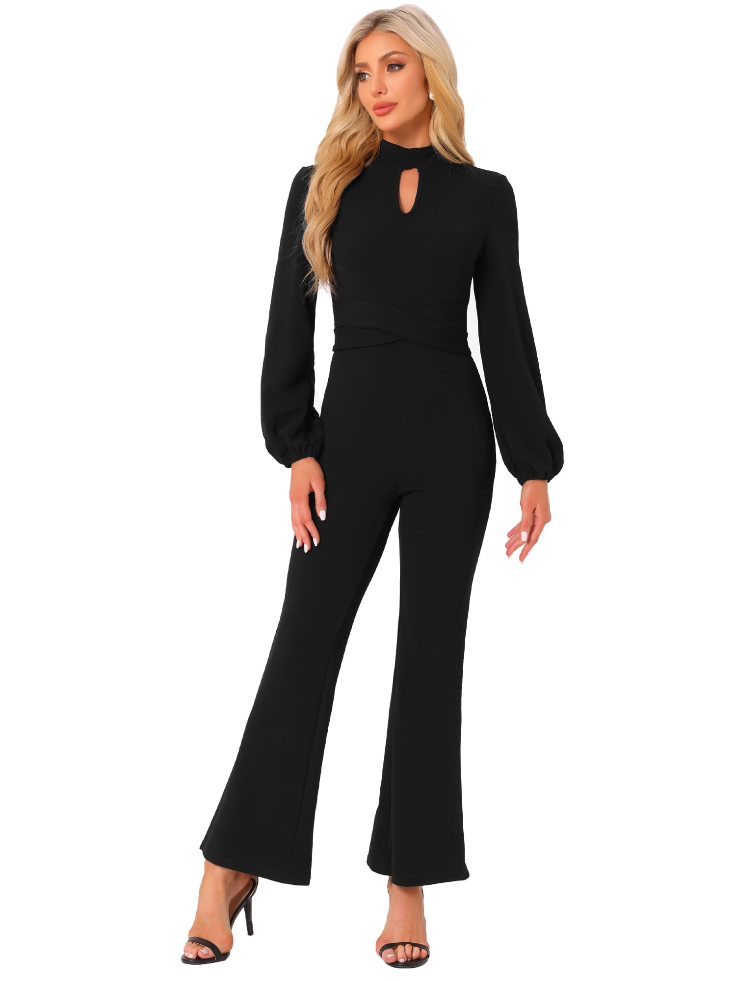 DARING DIVA Women's Elegant Long Sleeve High Waisted Bell Bottom ...