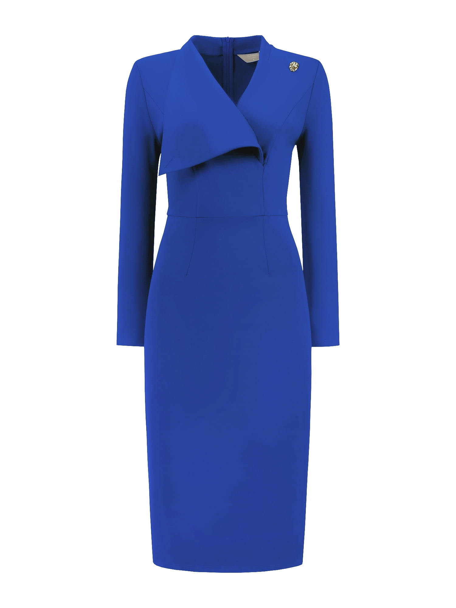 DARING DIVA Women's Elegant Pencil Dress Lapel V Neck Long Sleeve Dress ...