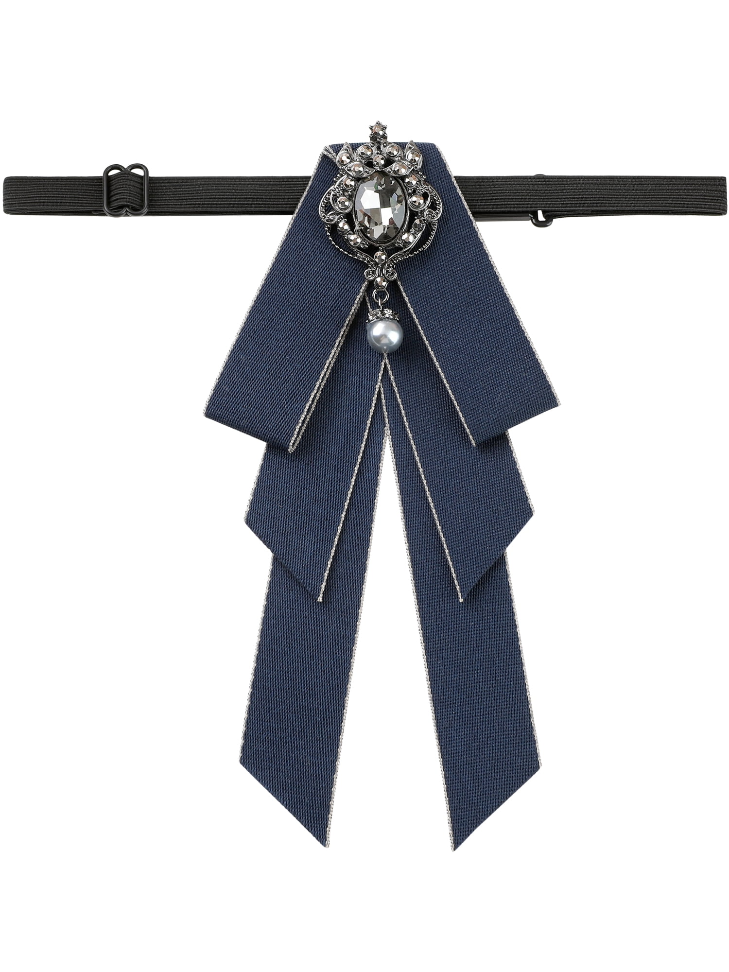 DARING DIVA Women's Elegant Ribbon Rhinestone Bow Ties Blue - Walmart.com