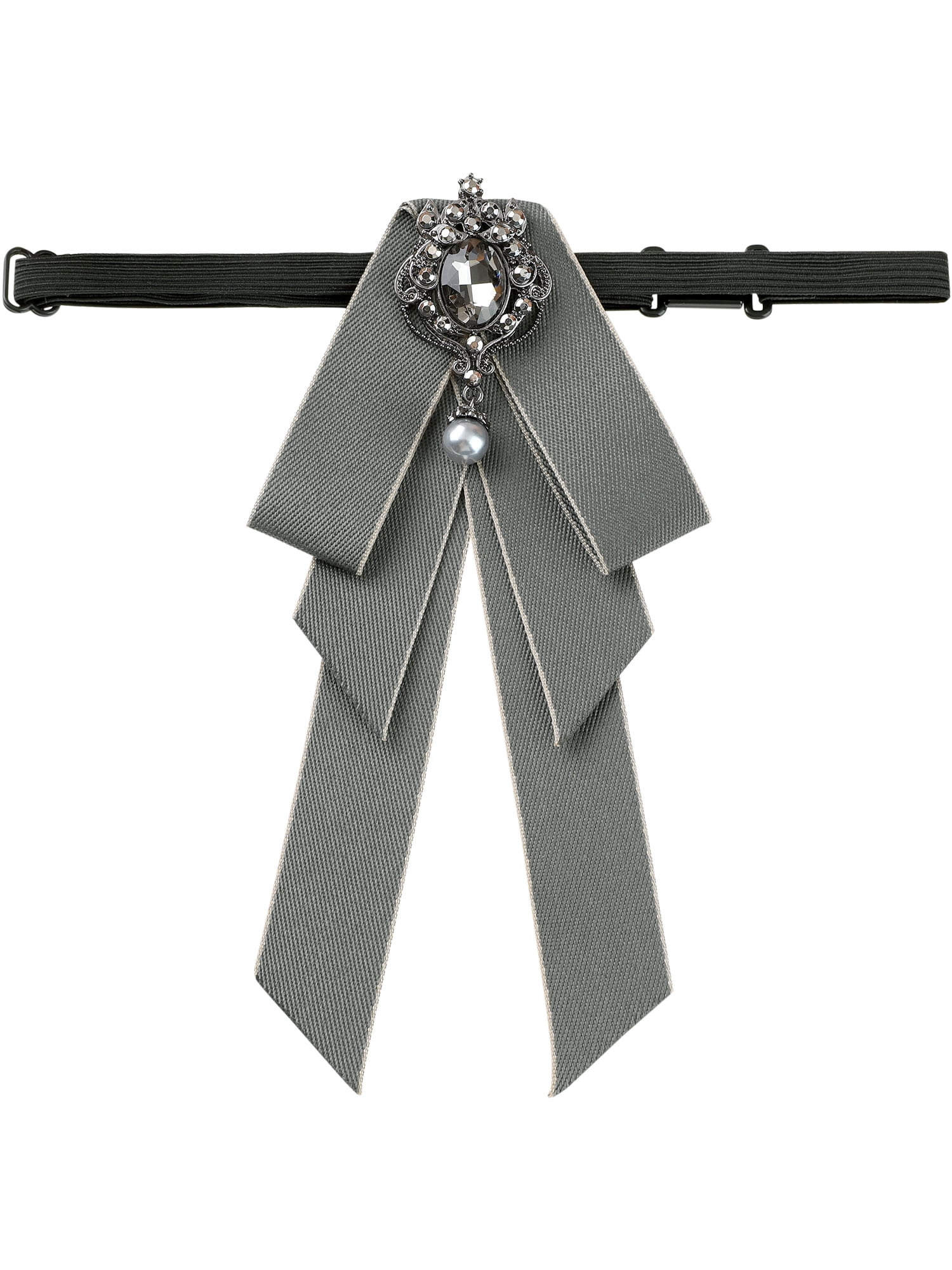 DARING DIVA Women's Elegant Ribbon Rhinestone Bow Ties Gray - Walmart.com