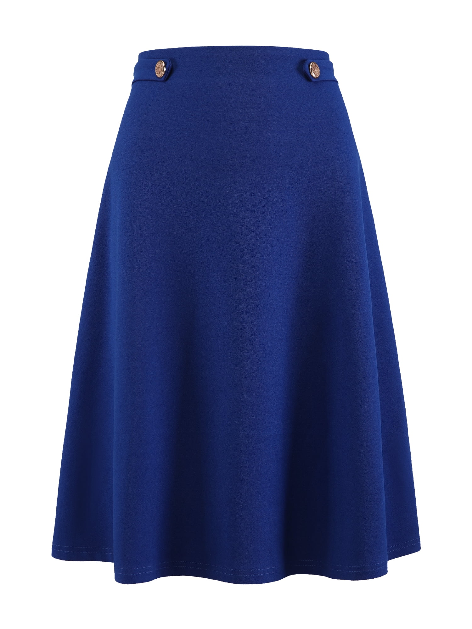 DARING DIVA Women's Flare A Line High Waist Casual Midi Skirts S Royal ...
