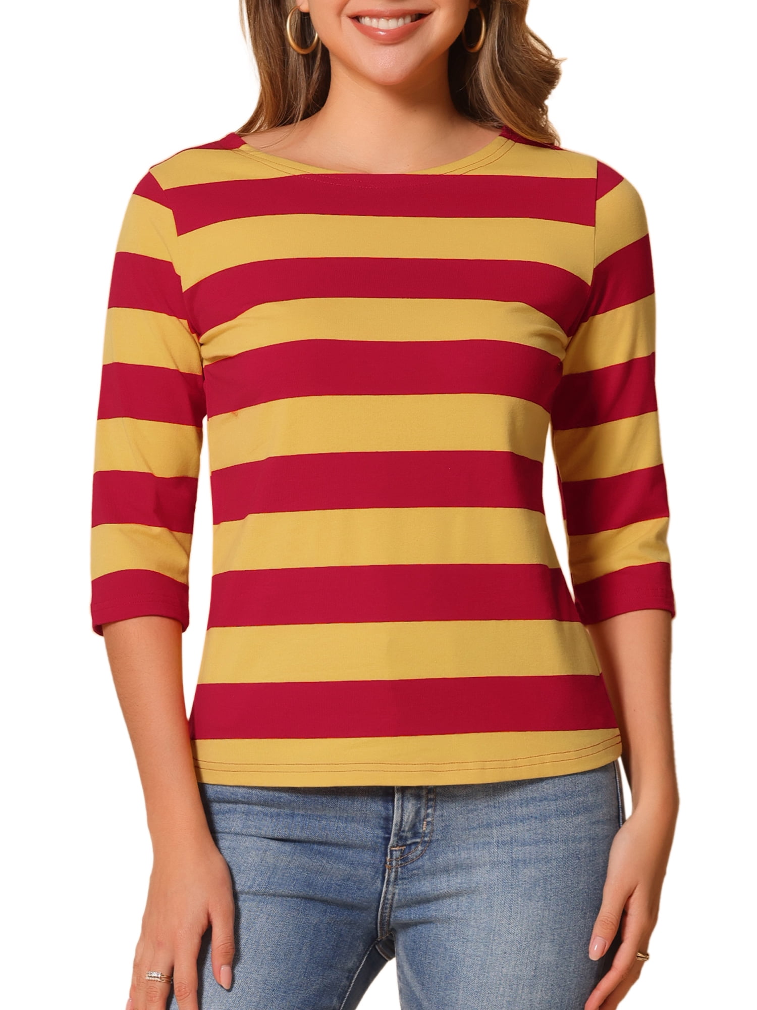 DARING DIVA Women's Halloween Costume Boat Neck Top T-Shirts M Yellow ...