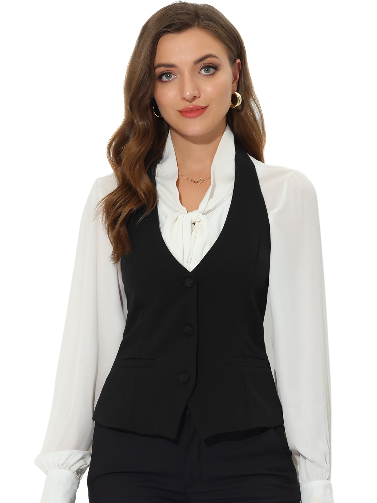 DARING DIVA Women's Halter Neck Button Down Suit Waistcoat Vest XS ...
