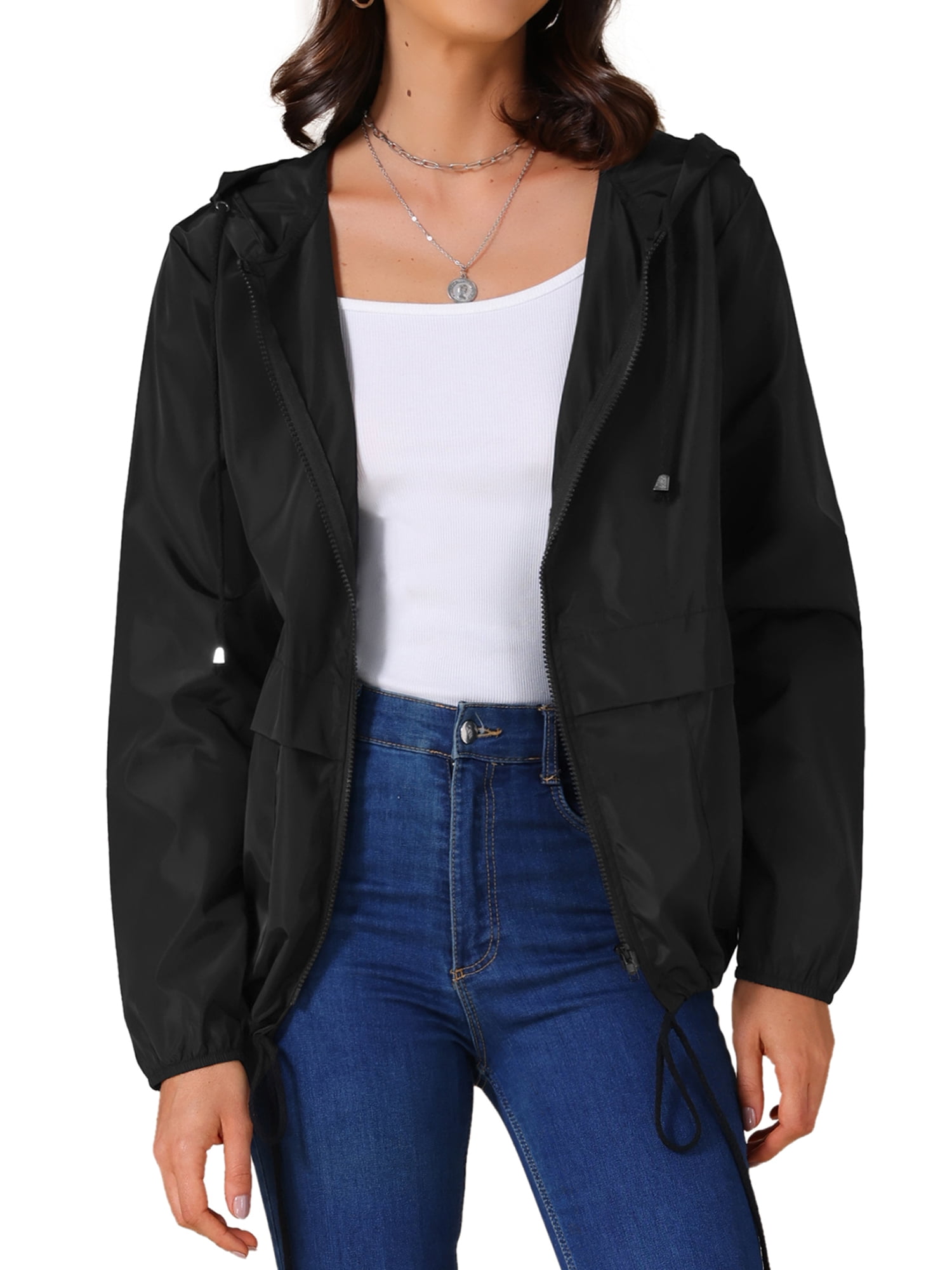 DARING DIVA Women's Lightweight Windbreaker Jacket with Hood Pockets L ...